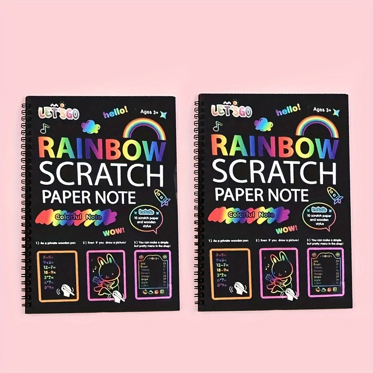 12 Sheets Rainbow Scratch Notebooks Arts Crafts Supplies Set Color ...
