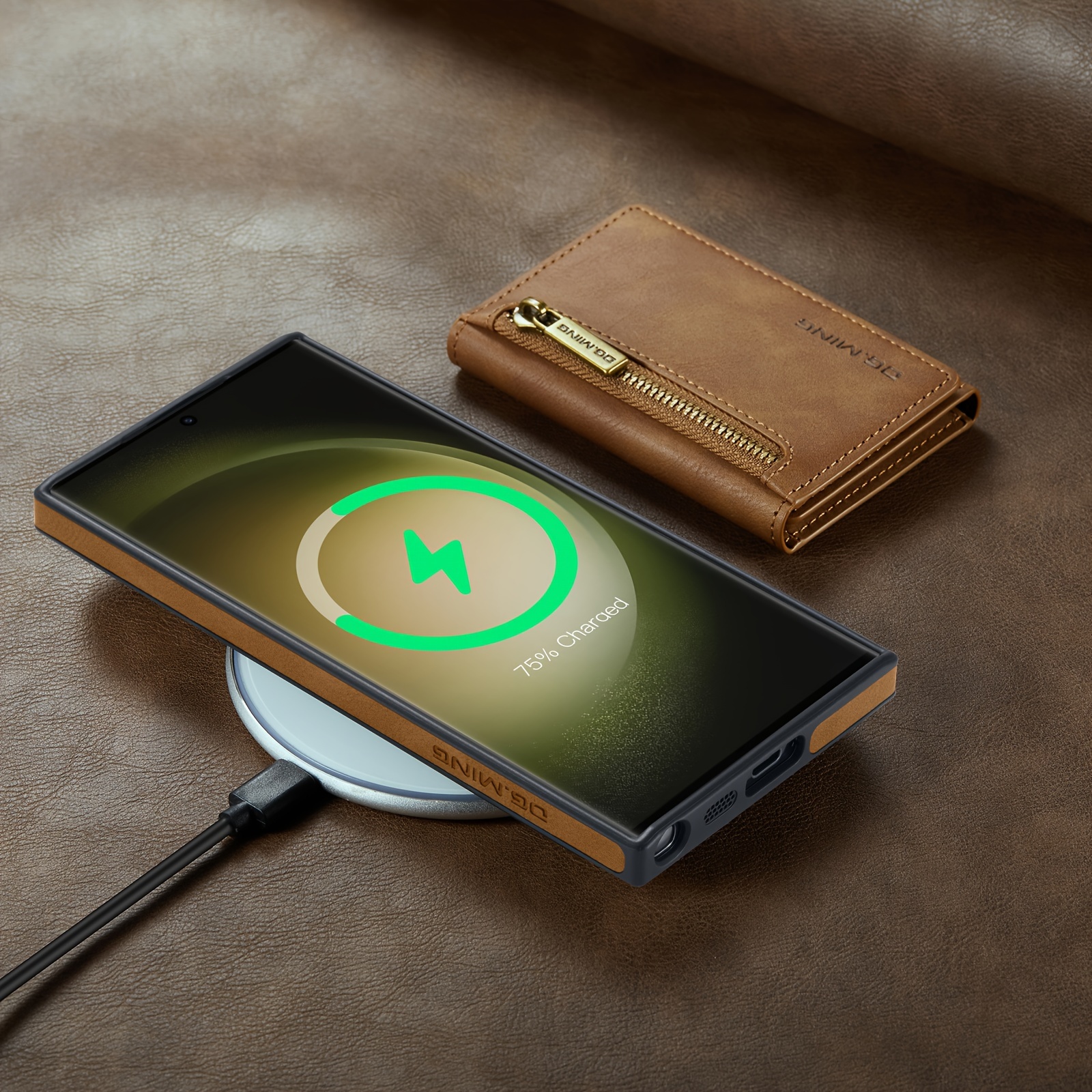 New 2 In1 Pu Leather Wallet Removable Phone Case Back Cover - Temu Canada