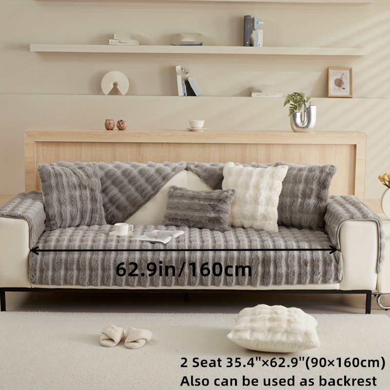 1pc Bubble Velvet Sofa Slipcover Winter Thickened Warm Cream - Temu United