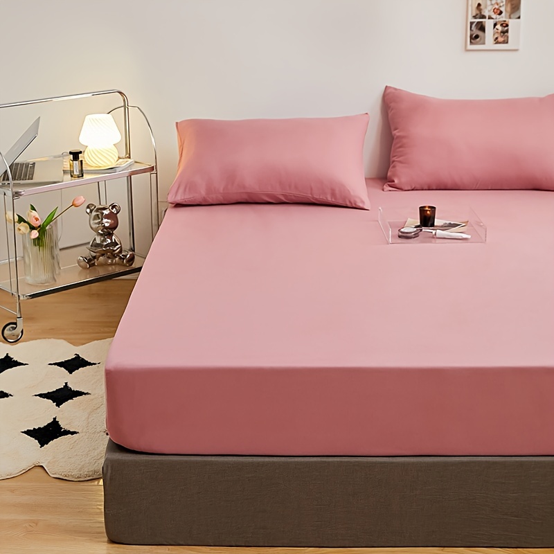 Solid Color Fitted Sheet Soft Comfortable Bedding Mattress - Temu ...