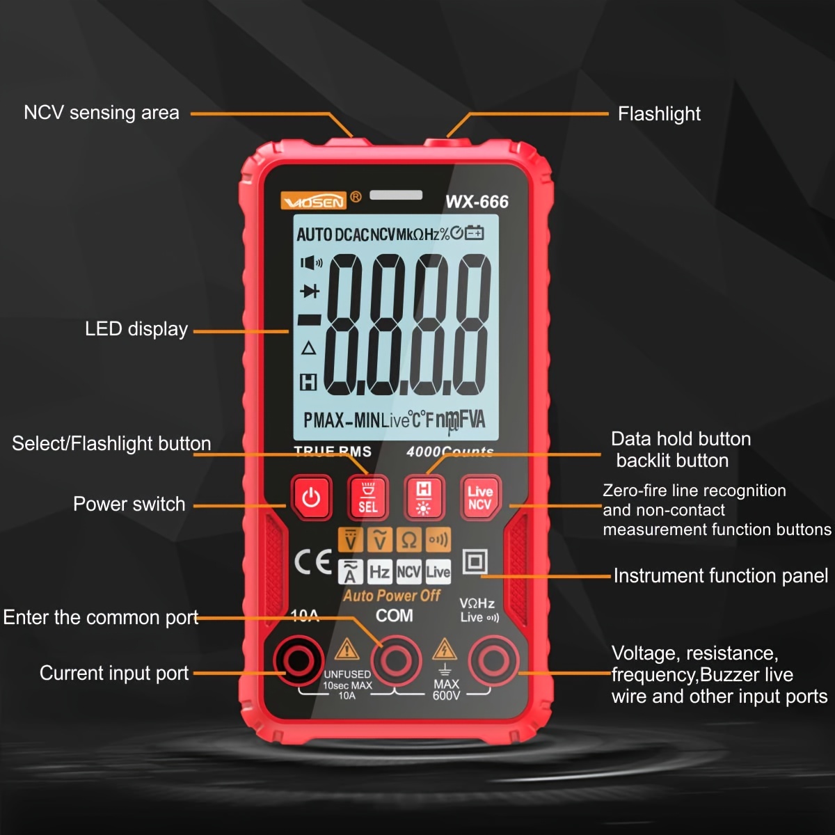Red Portable Multimeter Non Contact Voltage Testing - Temu