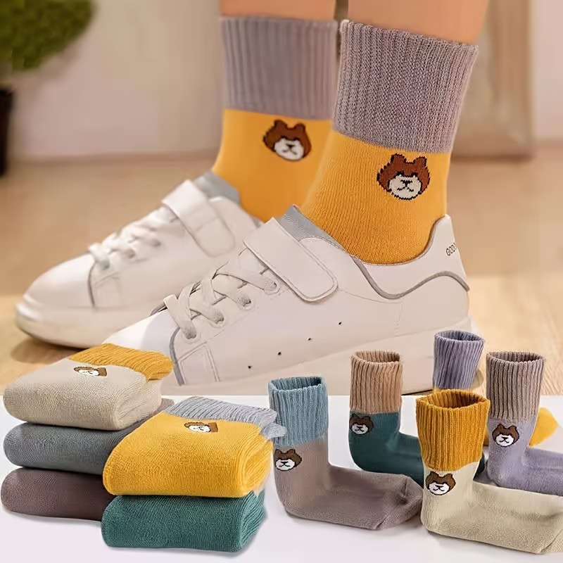 Boy's Trendy Color Block Crew Socks Breathable Comfy Casual - Temu ...