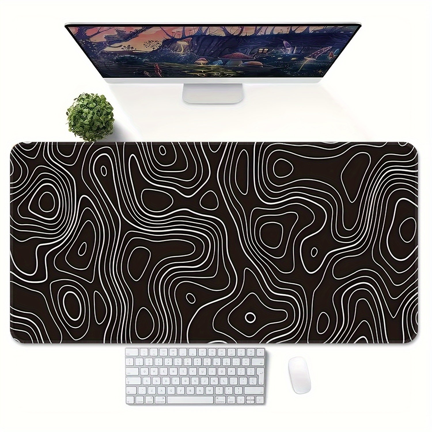 Black And White Contour Pattern Gaming Mouse Pad Non slip - Temu Ireland