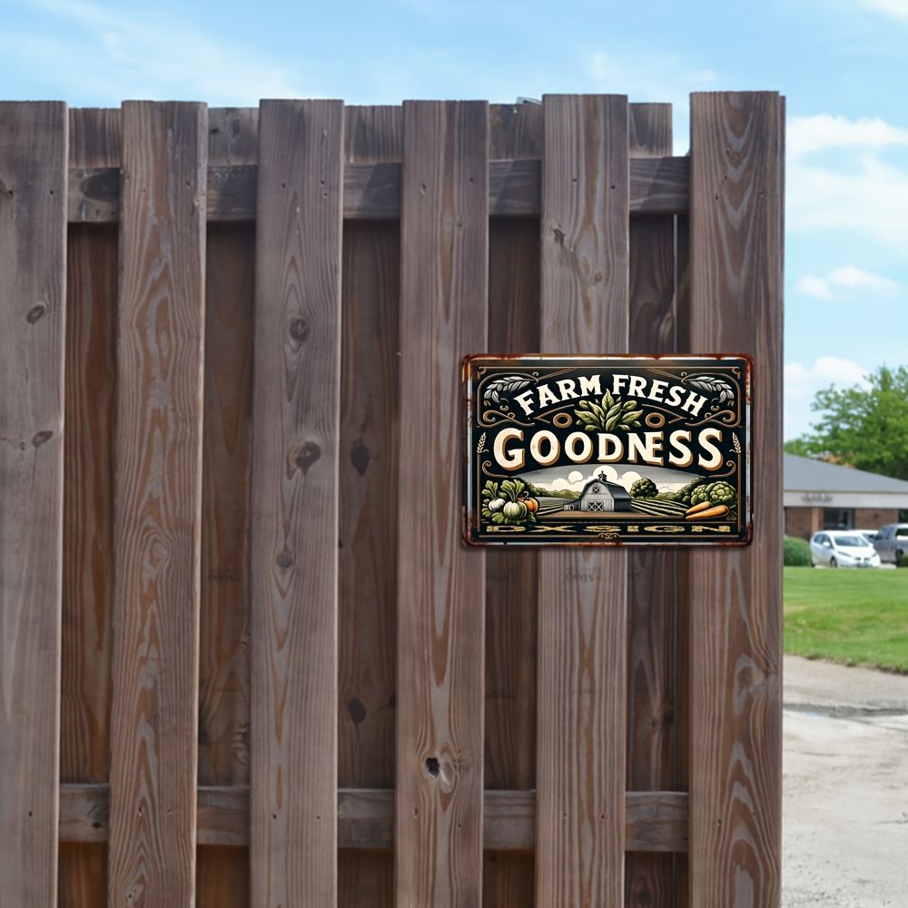 Rustic Farmhouse Metal Tin Sign 'farm Fresh Goodness' - Temu