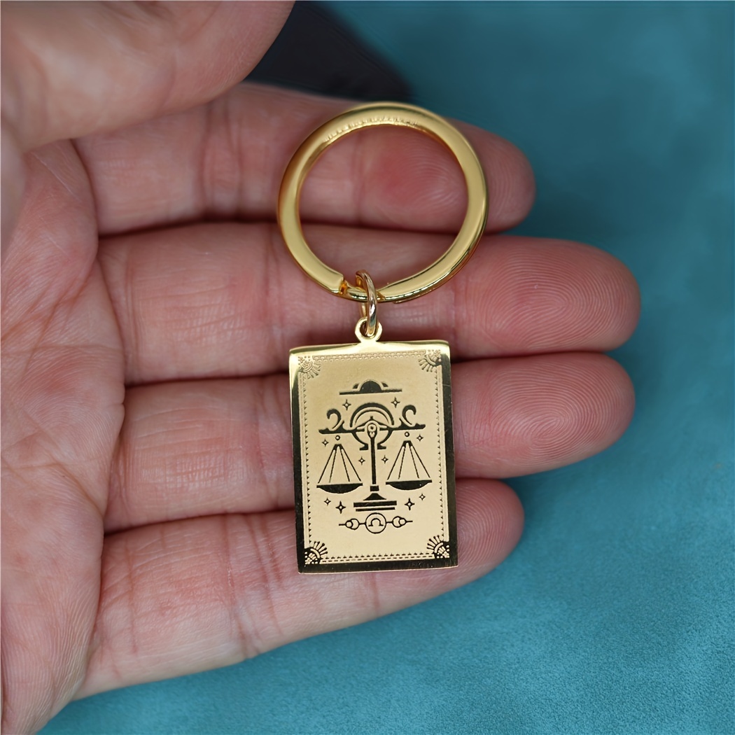 libra zodiac sign key chains stainless steel constellations pendant ...