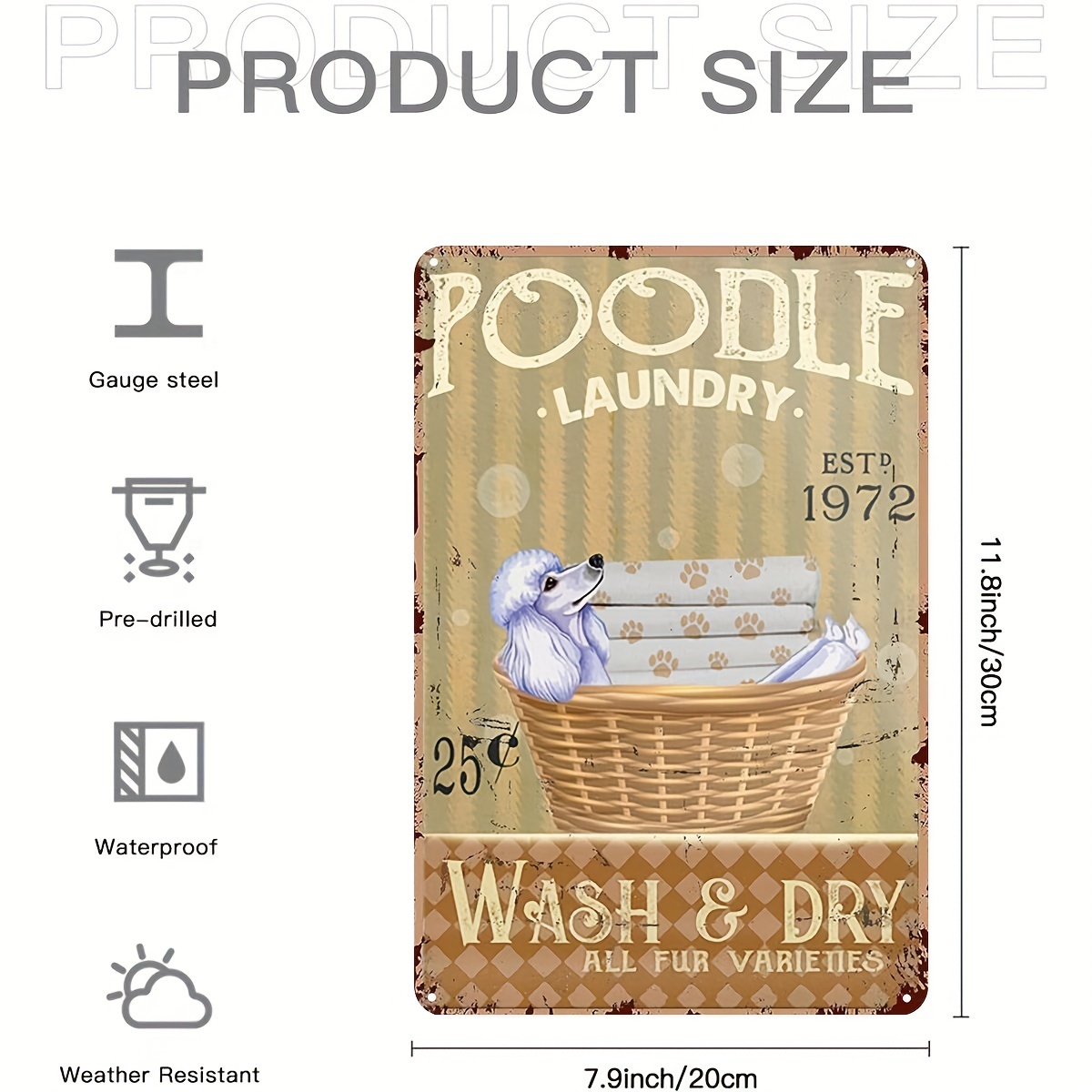 Laundry Room Tin Sign White Poodle Laundry Company Washing - Temu ...