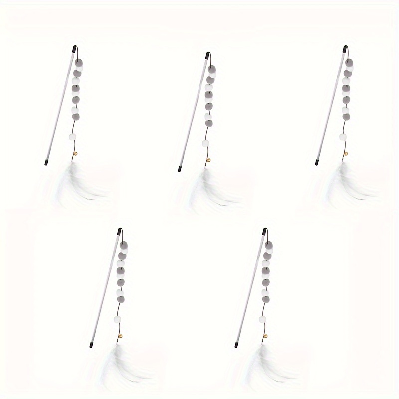 Cat Toys Plush Ball Feather Handle Shiny Interactive Pet - Temu New Zealand