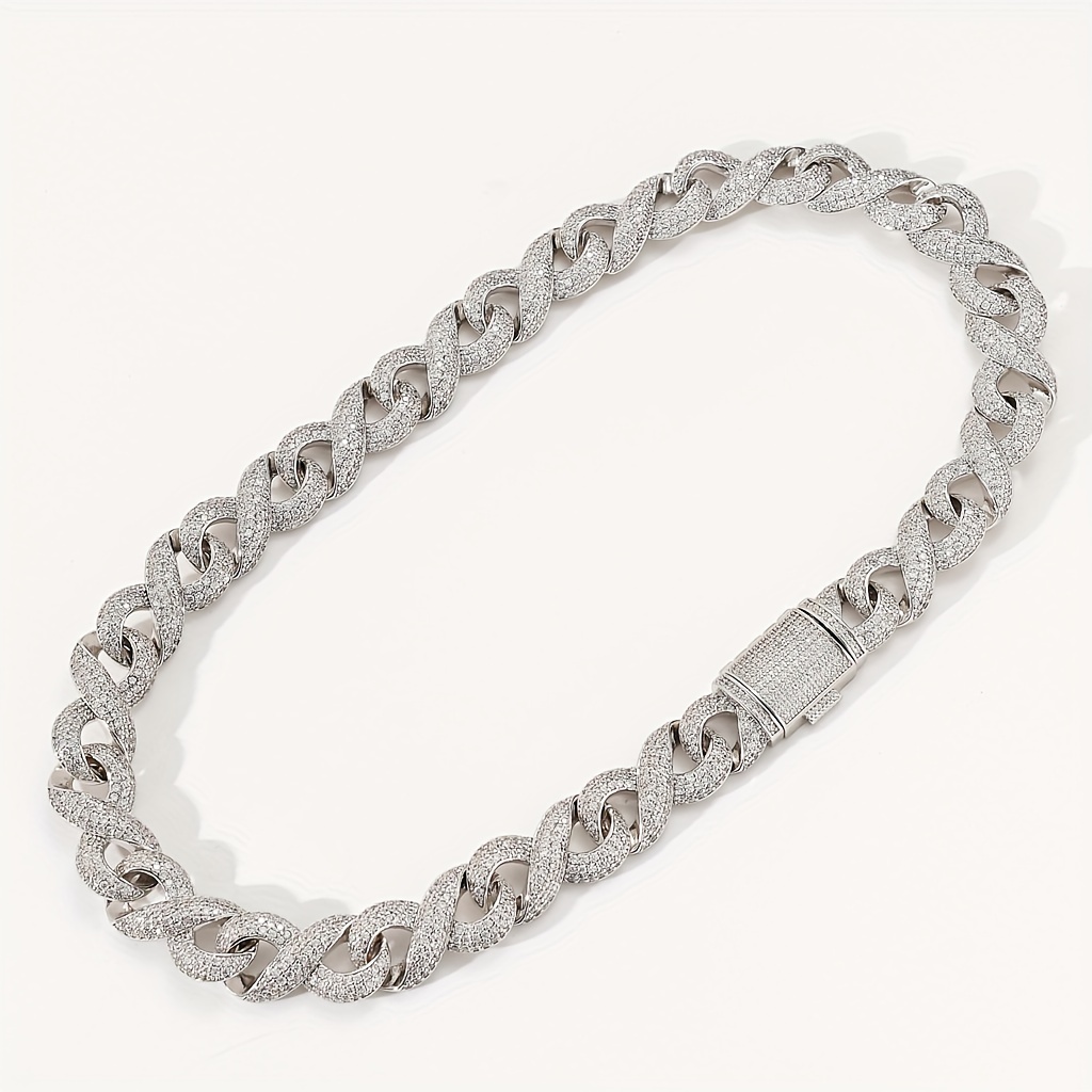 Hip Hop Style Infinity Chain Cuban Chain Zircon Cuban Chain - Temu ...