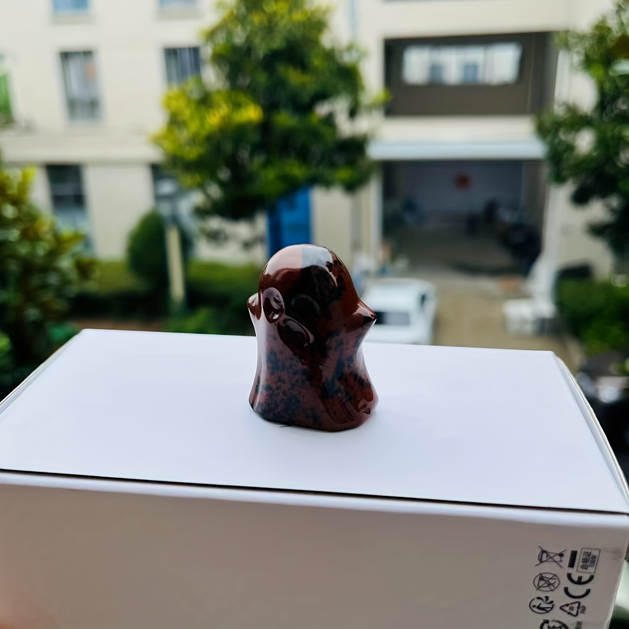 Crystal Carving Ghost Stone, Halloween Decoration Obsidian Ghost, Ghost ...