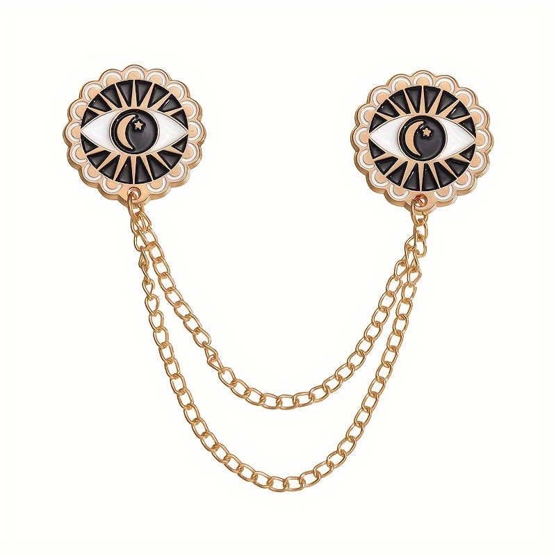 Angel Wings / Eye Shape Collar Pin Badge Brooch With Chain - Temu ...
