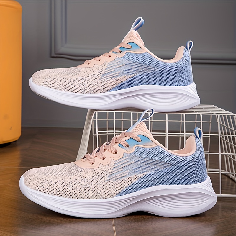 Women's Colorblock Mesh Sneakers Lace Comfy Platform Walking - Temu ...