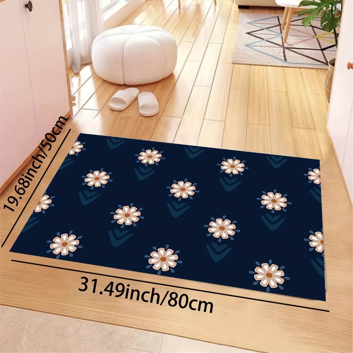 Minimalist Stylish Rug Small Flowers Print Carpet Machine - Temu Australia
