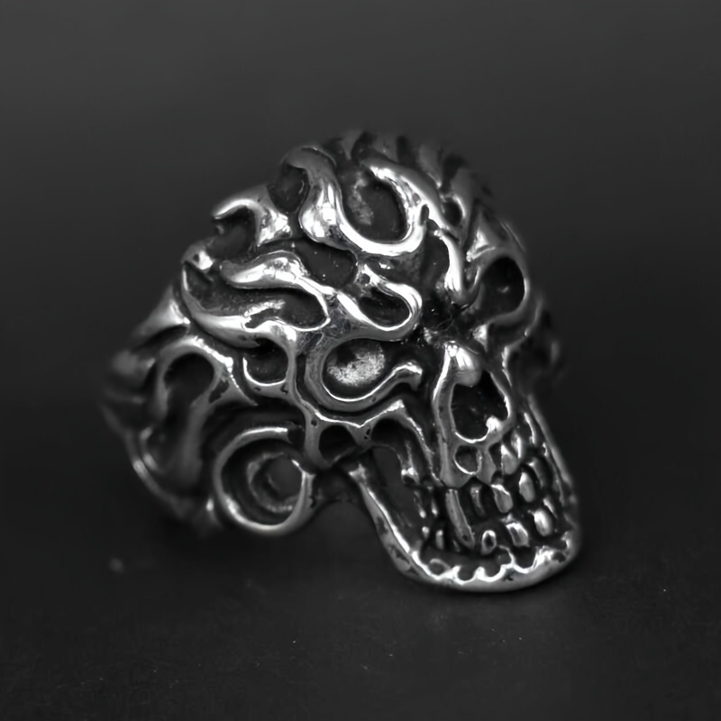 Classic Skull Punk Retro Ring Personality Men's Hand Jewelry - Temu Ireland