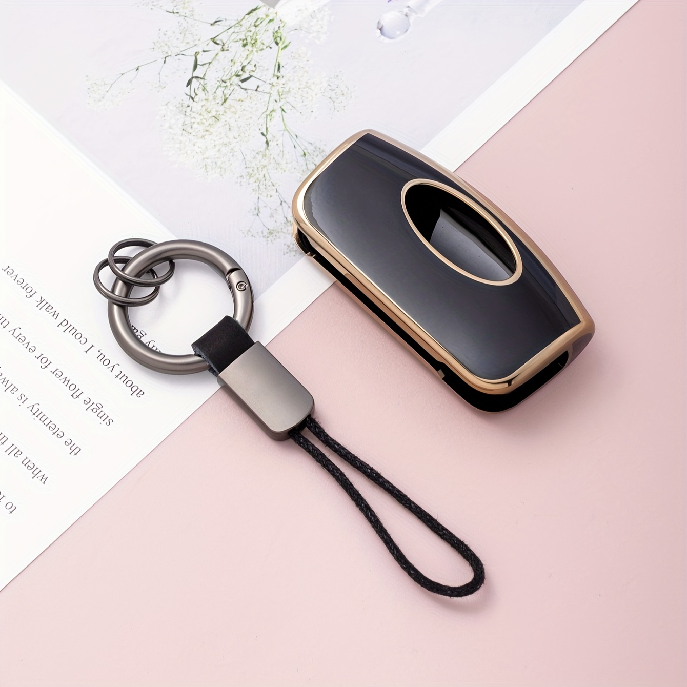 Ford Tpu Material Car Key Case Key Bag+ring Faux - Temu