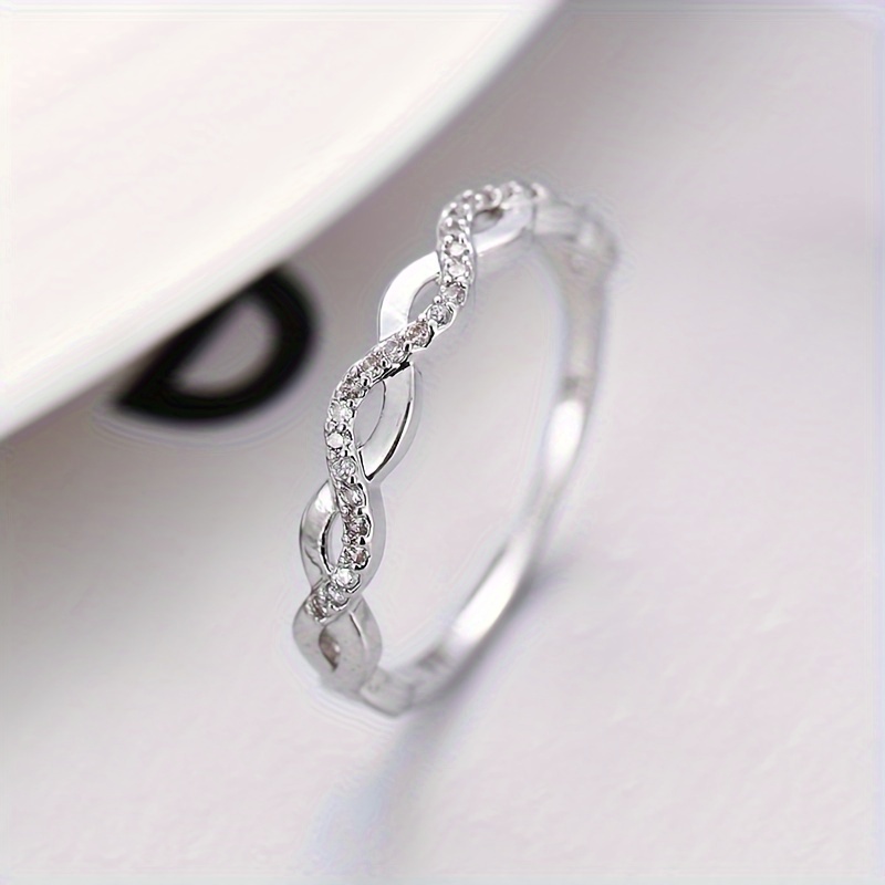 Chic Ring Plated Sparkling Intertwine Design Paved Shining - Temu ...
