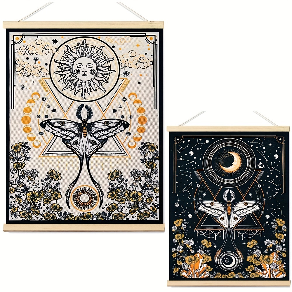 Framed Hanging Posters Sun And Moon Moth Yellow And Orange - Temu Australia