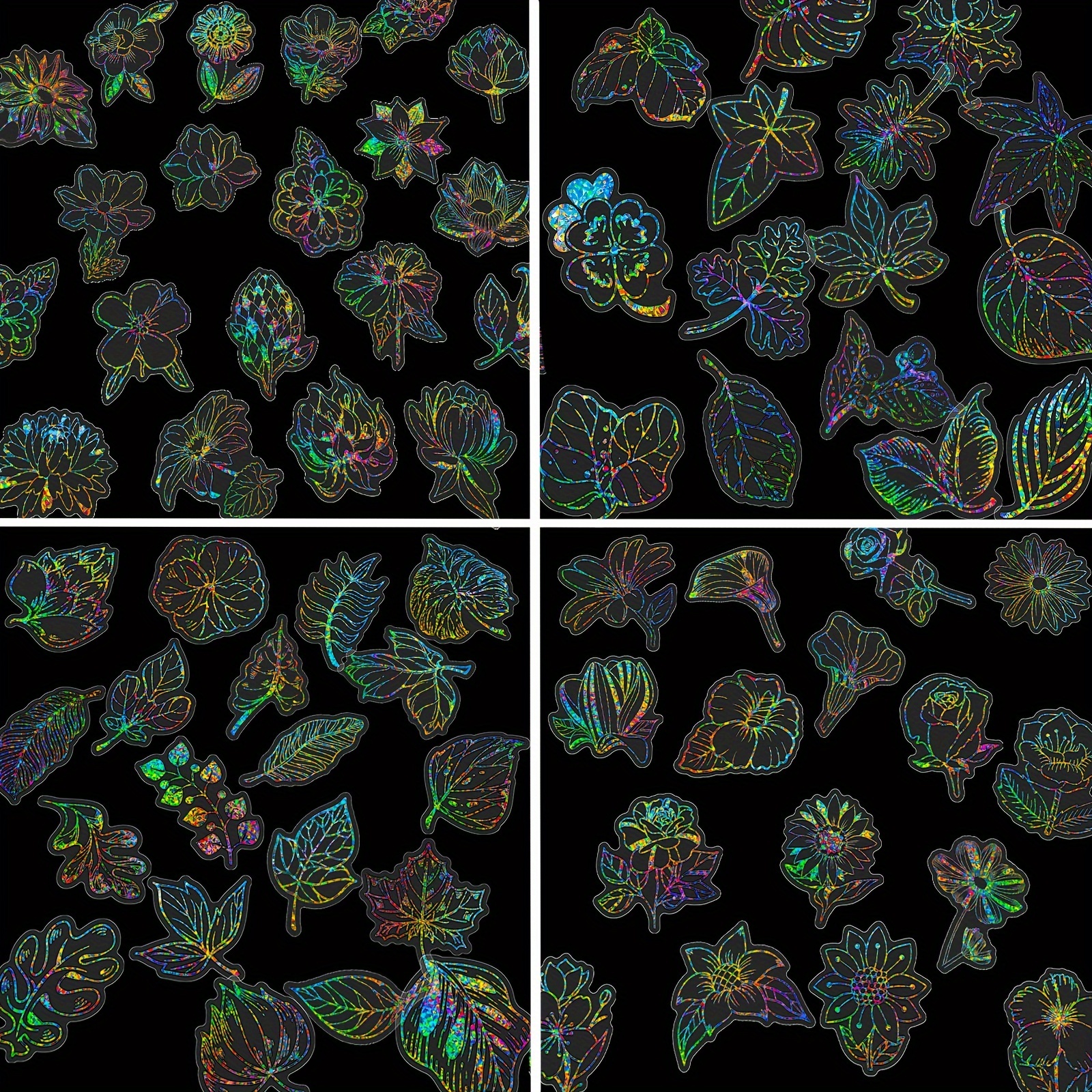 Various Leaves Flowers mixed Holographic Stickers Water - Temu New Zealand