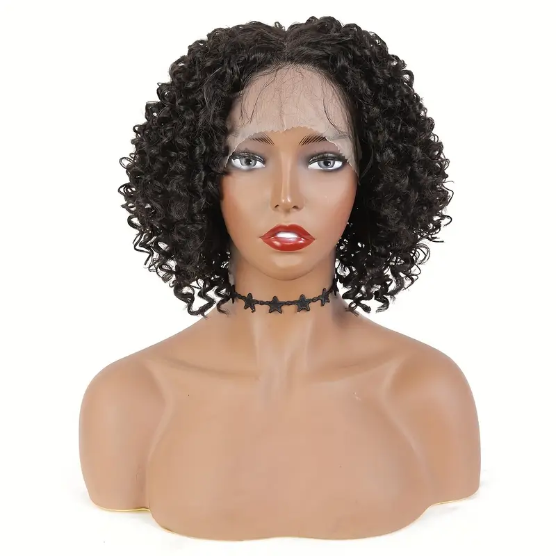 Short Curly Bob Wigs Afro Synthetic Lace Front Temu