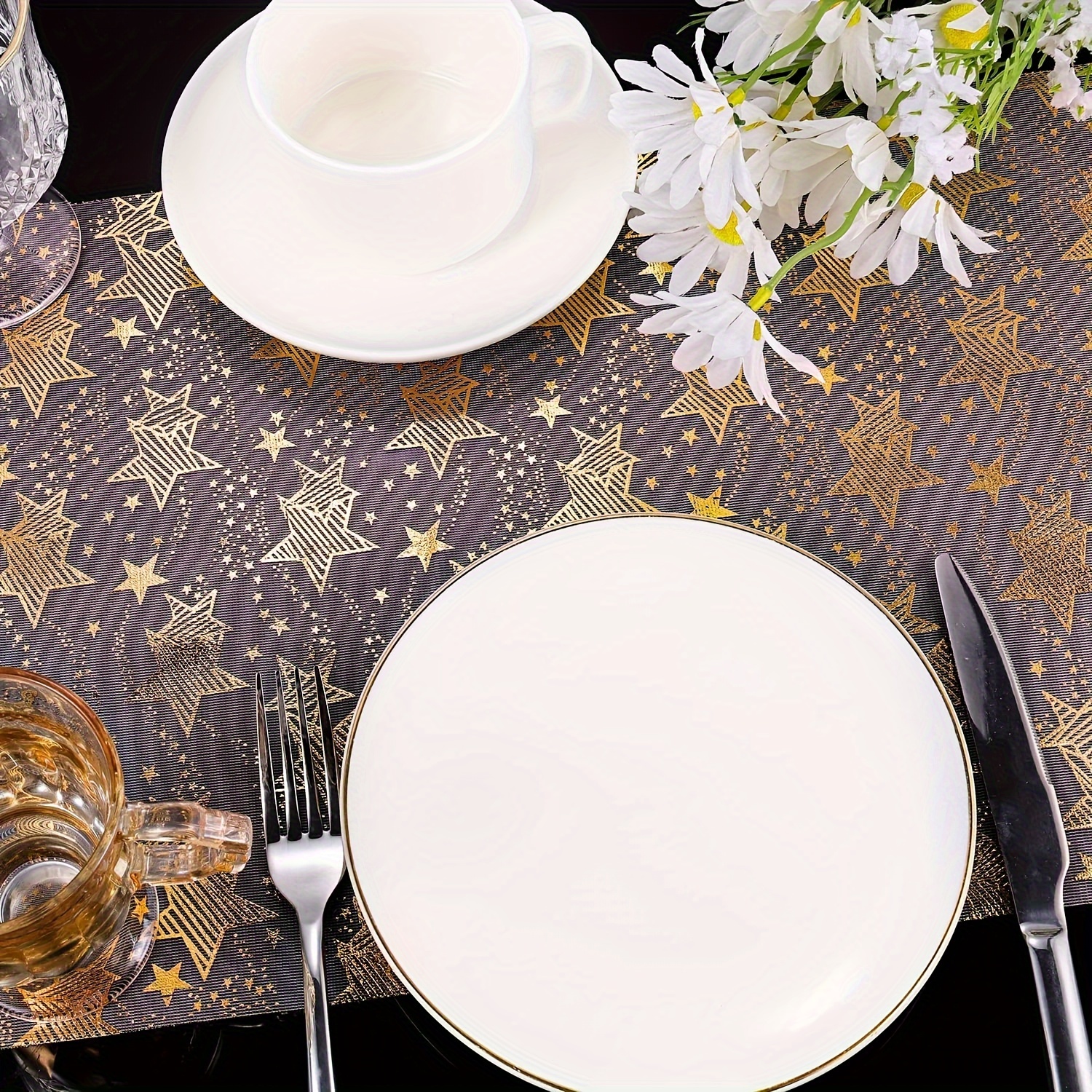 Rose Golden Table Runner Golden Pentagram Metal Sequins - Temu United ...