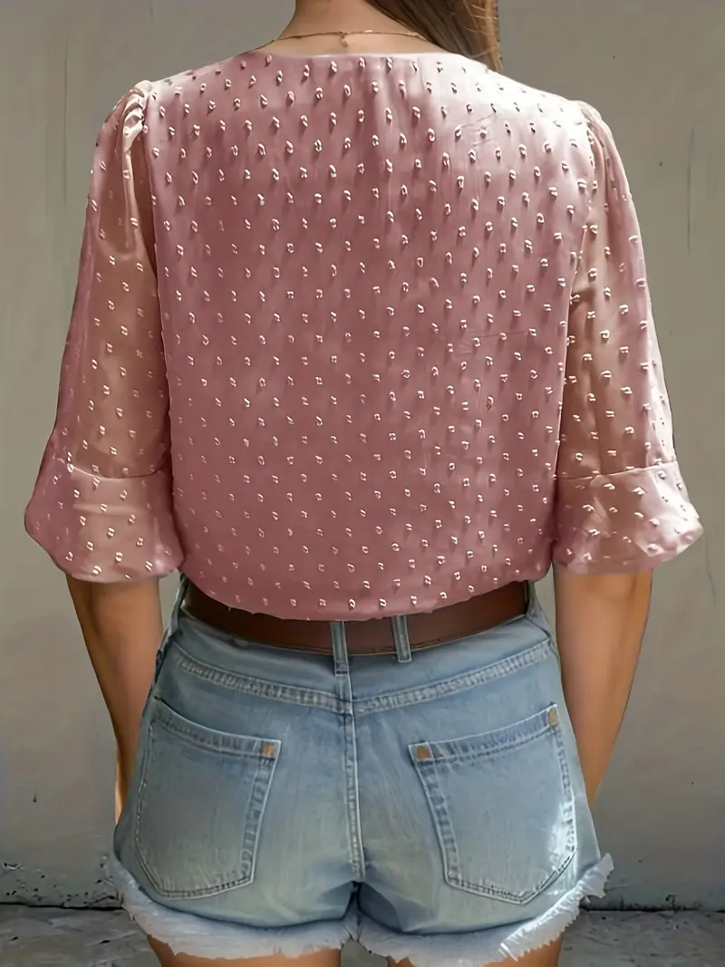 V Neck Loose Chiffon Shirt Casual 3 4 Long Sleeve Fashion Temu Australia