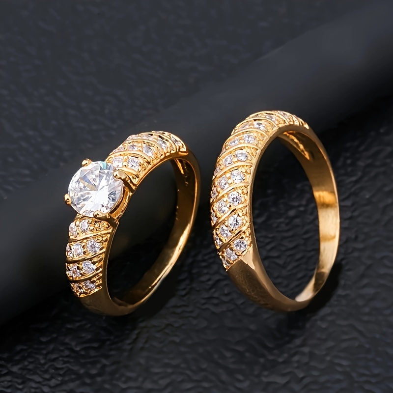 Elegant Stacking Rings Plated Paved Shining Zirconia Silvery - Temu ...