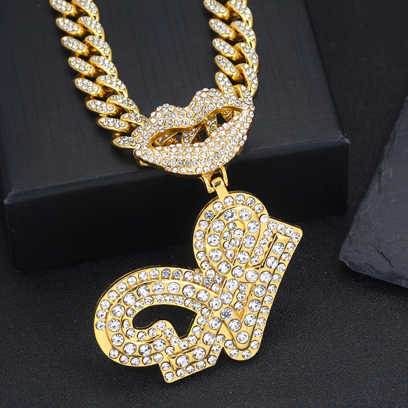 Shiny Butterfly Letter Pendant Necklace Chilled Cuban Chain - Temu ...