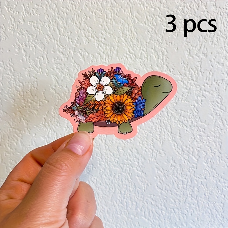 Little Turtle Flower Stickers Magnets Water Bottles Laptops - Temu Canada
