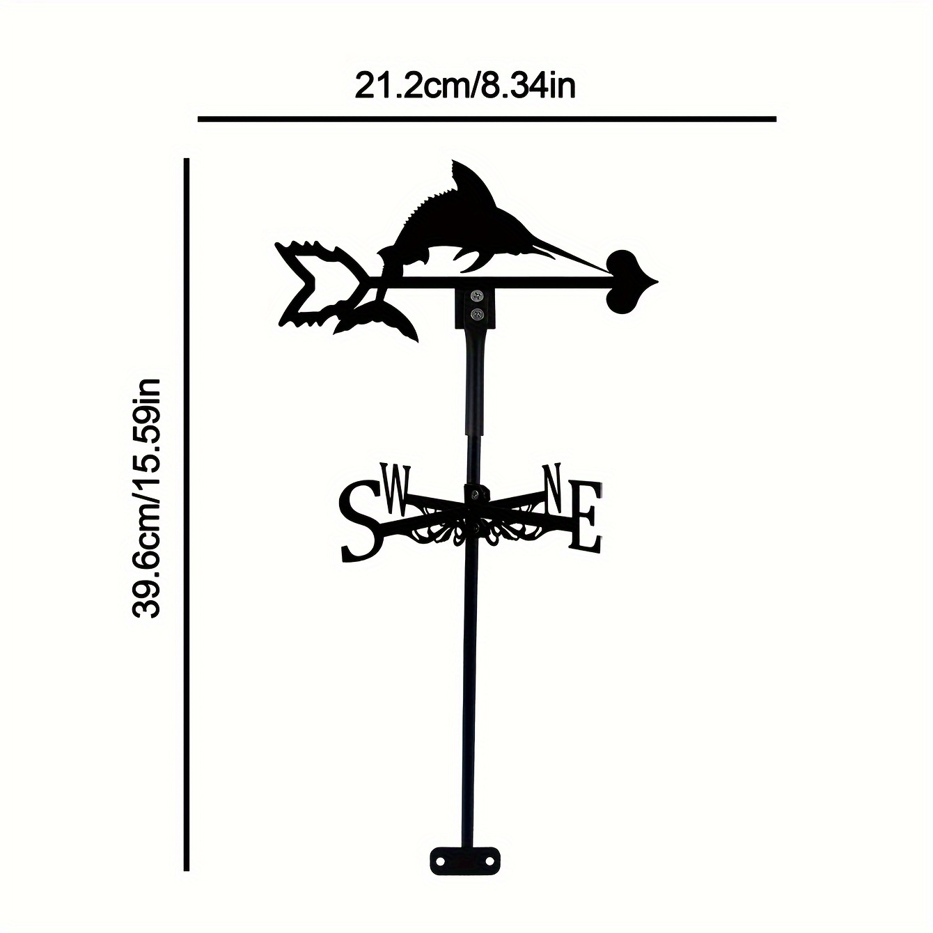 1pc Funny Shark Weather Vane Metal Silhouette Wind Direction Indicator ...