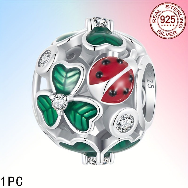 925 Sterling Silver Fashion Synthetic Zircon Flower Ladybug - Temu ...