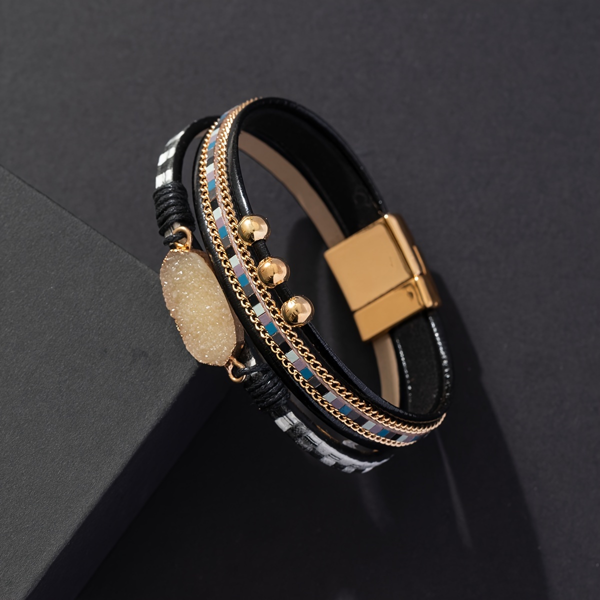 Pu Leather Hand Bangle Bracelet Boho Style Hand Jewelry - Temu Ireland