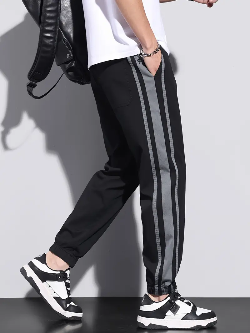 Patched Mens Casual Color Block Drawstring Cropped Pants Temu United
