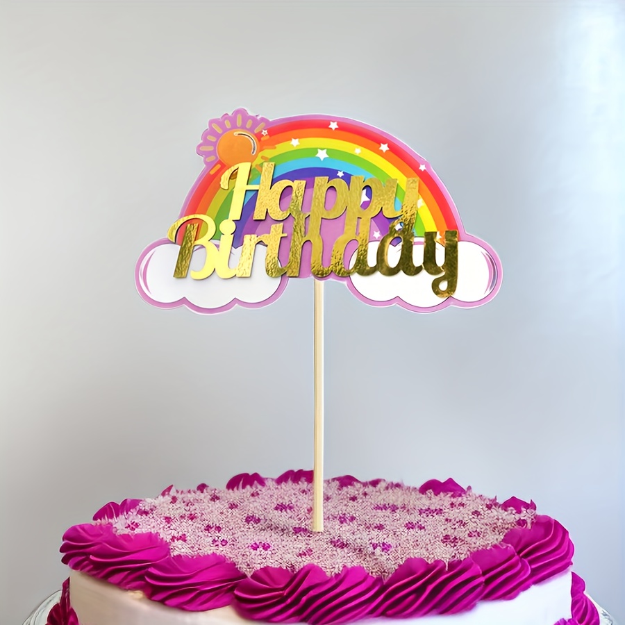 Rainbow Cake Toppers Princess Girl Wedding Happy Birthday - Temu Australia
