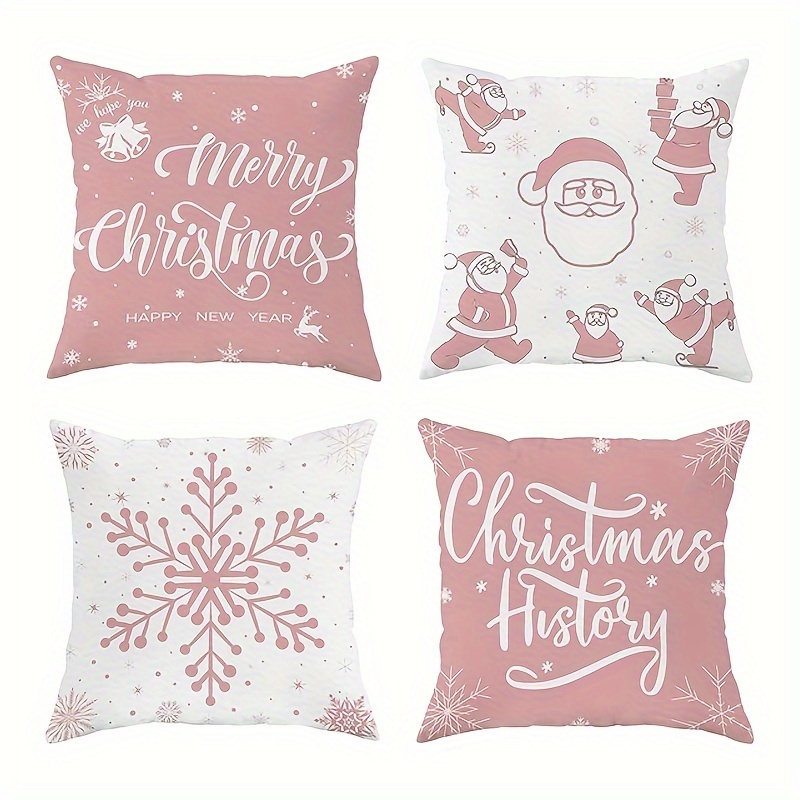 Snowflake Christmas Square Linen Cushion Cover Throw - Temu Canada