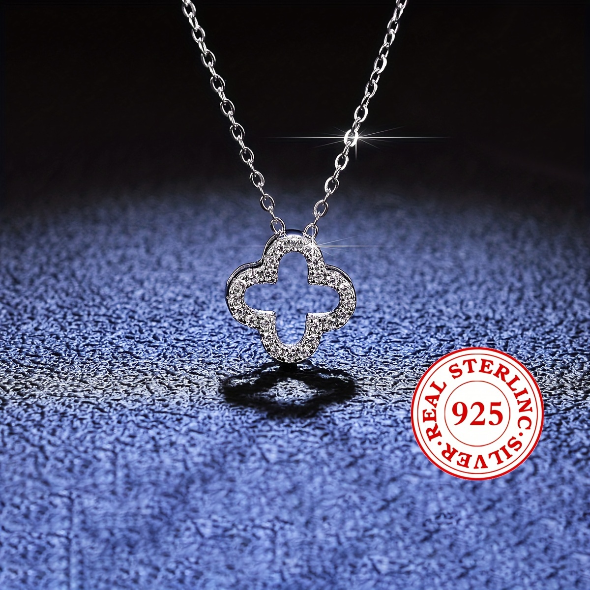 925 Sterling Silver Hollow Clover Pendant Chain Necklace - Temu Denmark