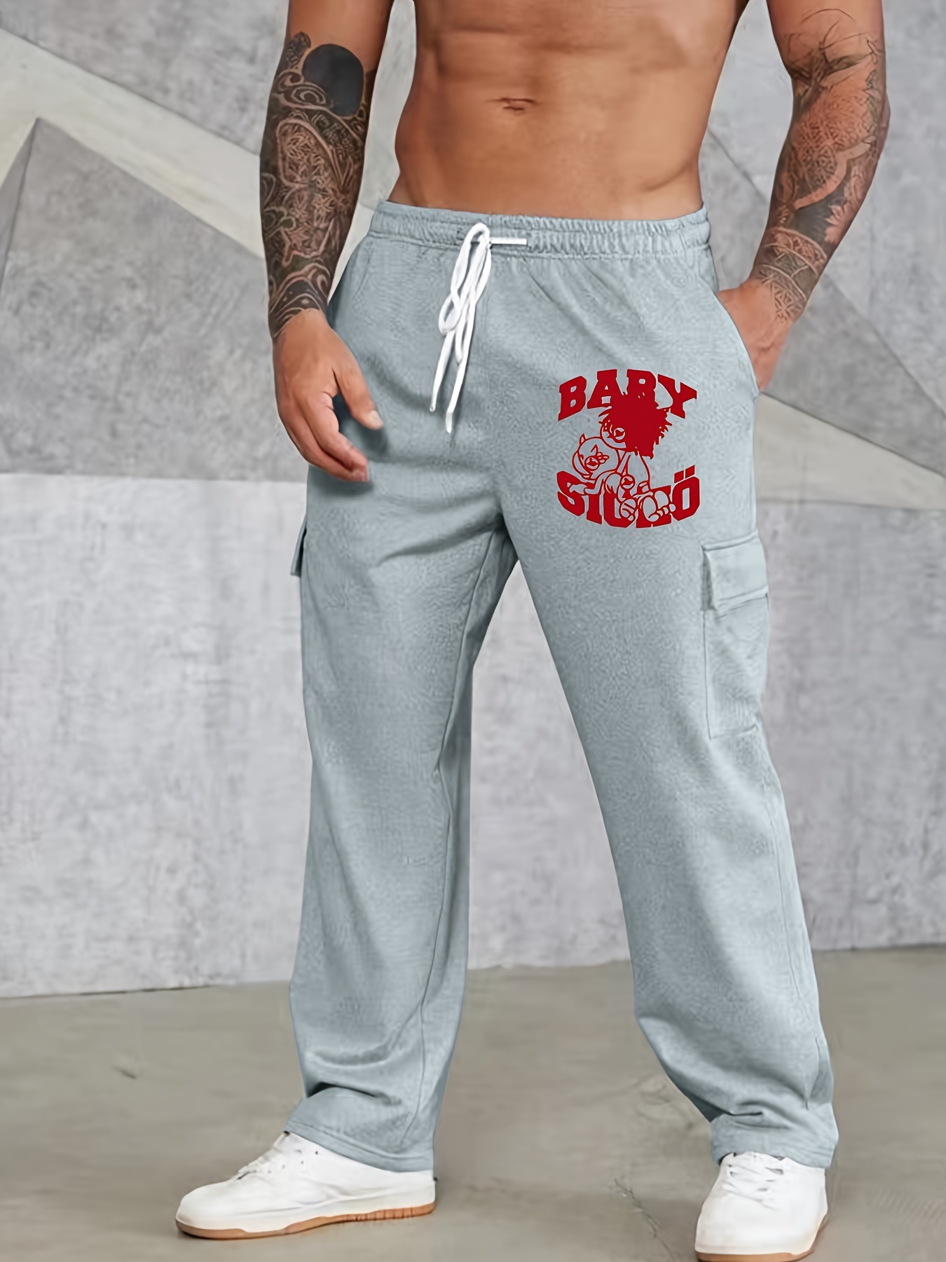 Plus Size Men's Dog Print Pants Oversized Cargo Pants - Temu Canada