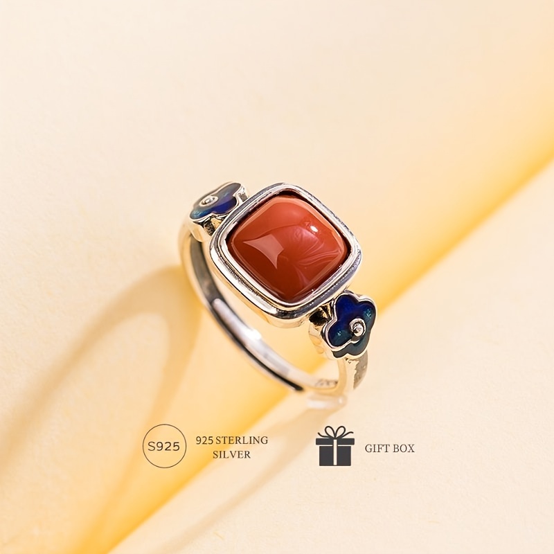 S925 Sterling Silver Southern Red Agate Ethnic Style Jewelry - Temu Ireland