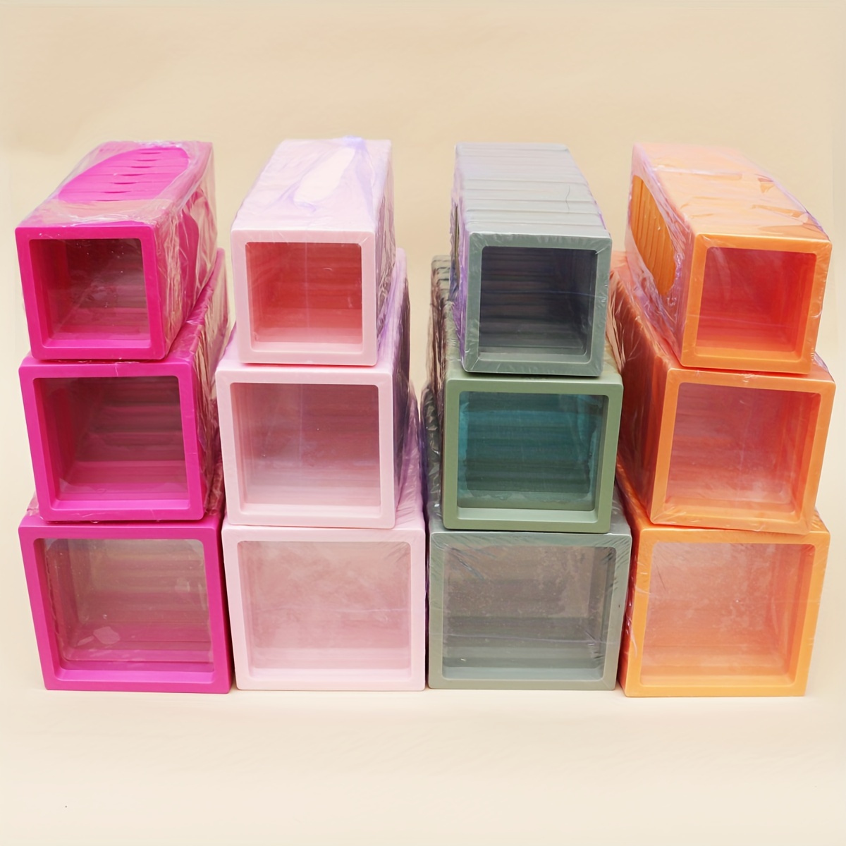 Colorful Square 3 Display Box Base Necklace Rings - Temu Canada