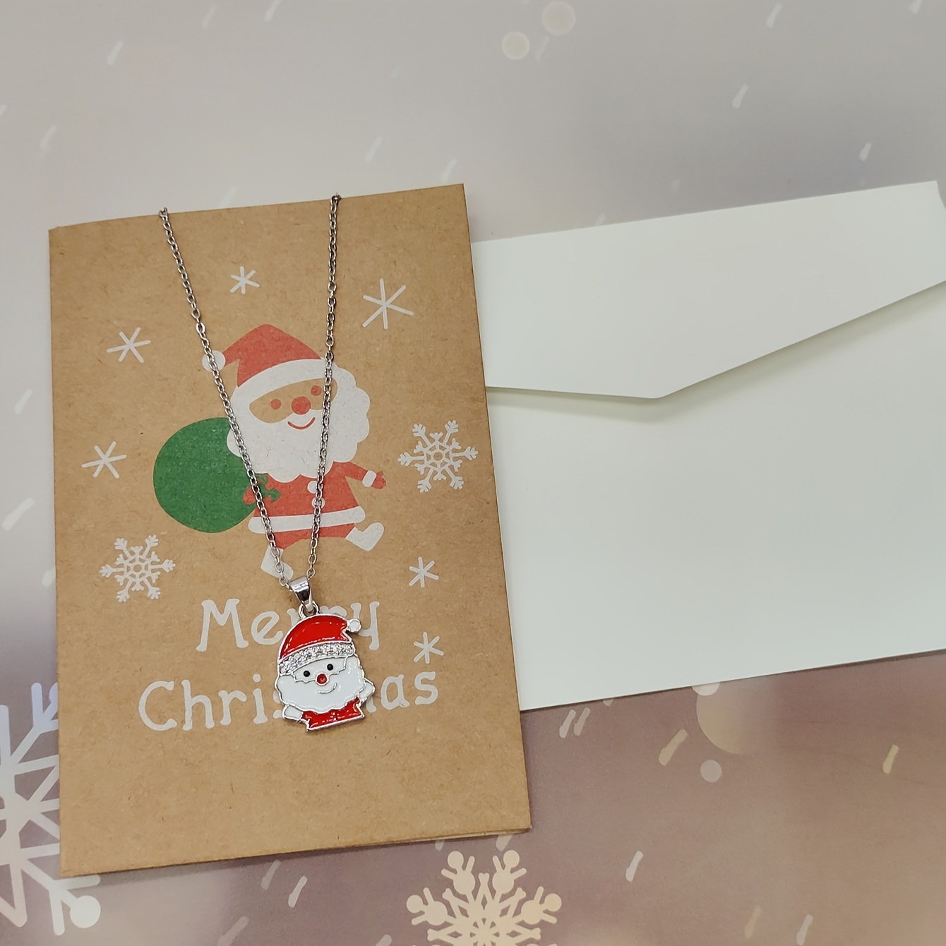 Golden Cubic Zirconia Decor Design, Santa Claus Pattern Pendant ...