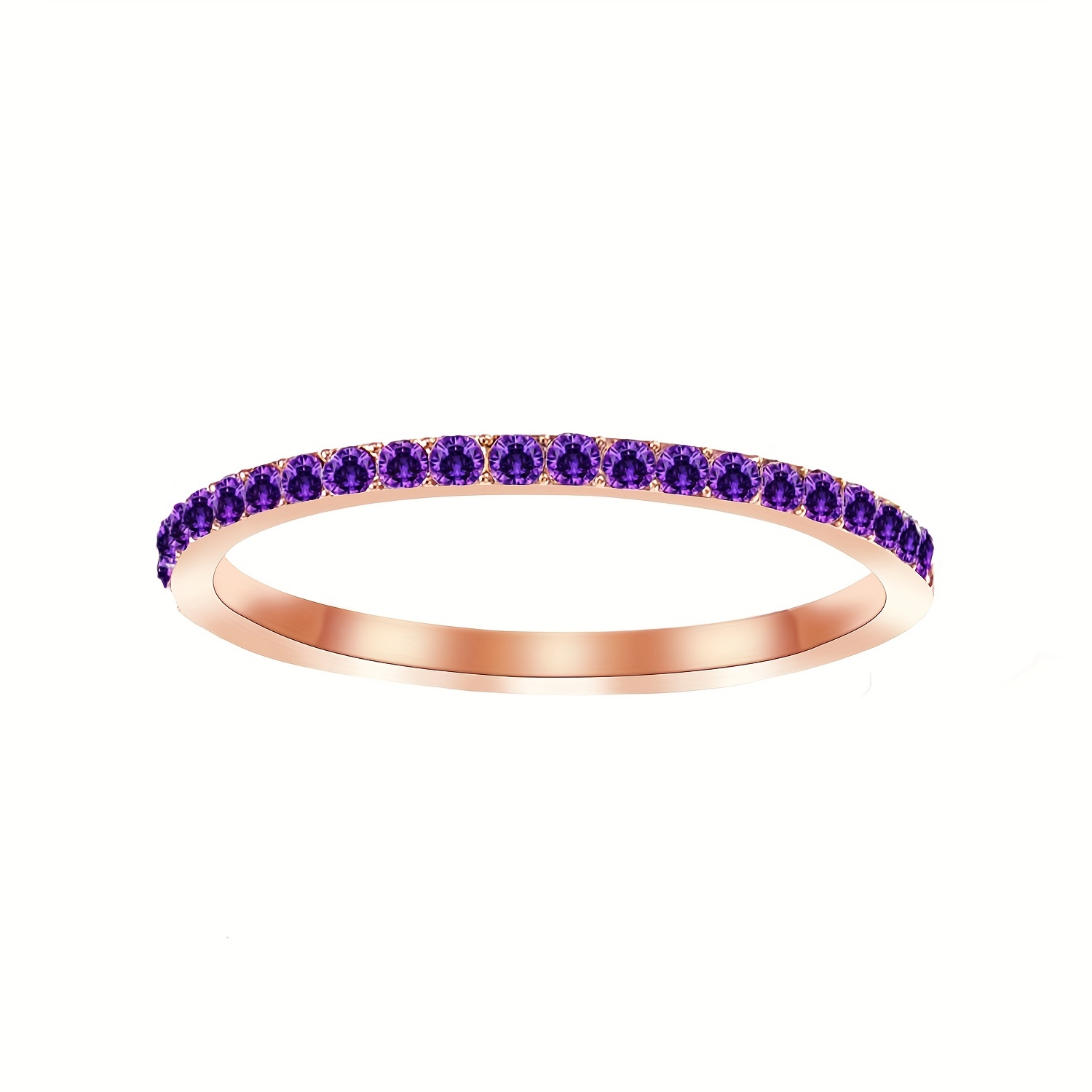 Colorful Zirconia inlaid Birthstone Ring Stainless Steel - Temu United ...