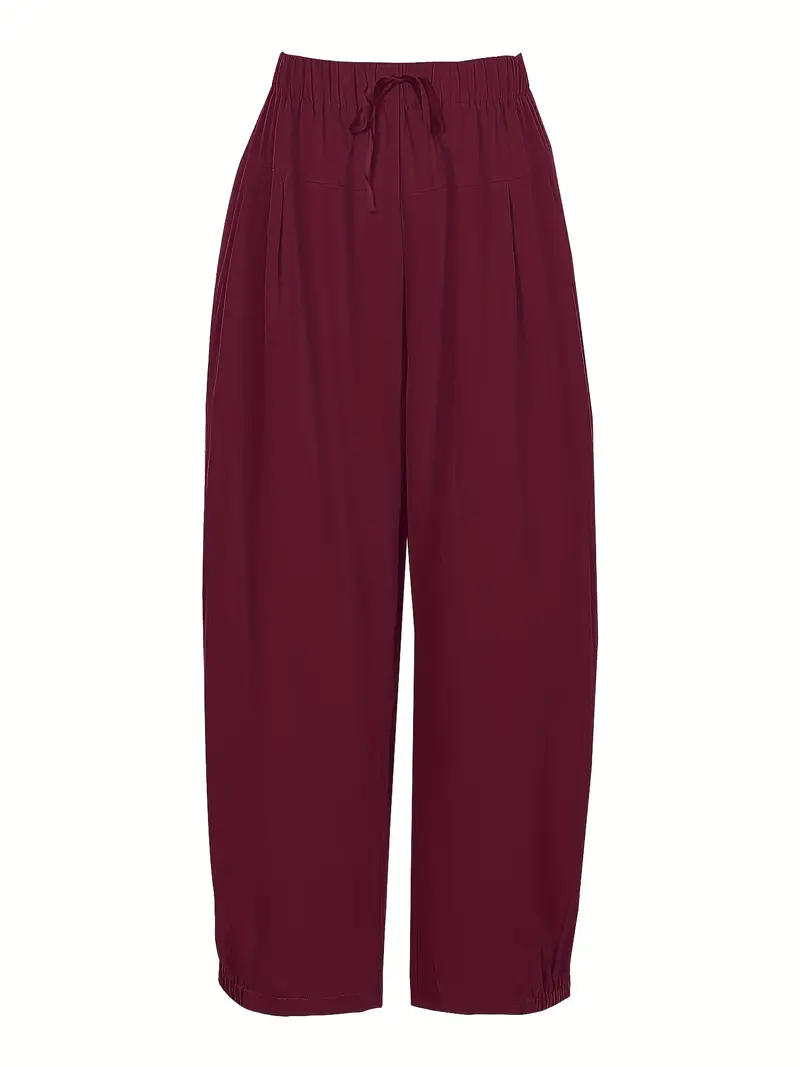 Plus Size Casual Pants Womens Plus Solid Drawstring Temu