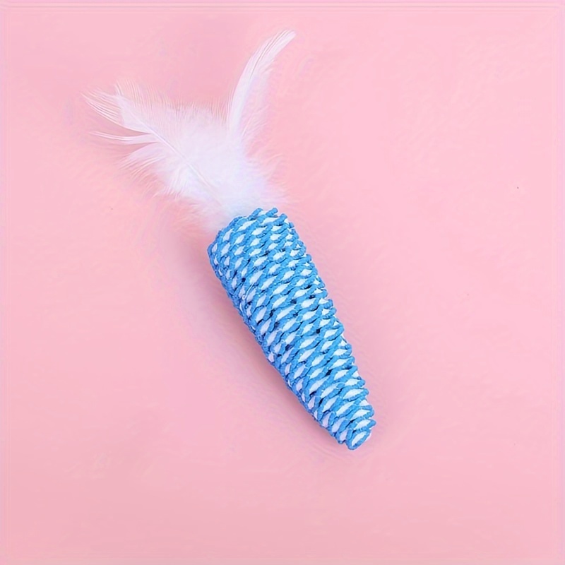 Feather Decor Woven Cat Teaser Toy Carrot Design Cat Chew - Temu Australia