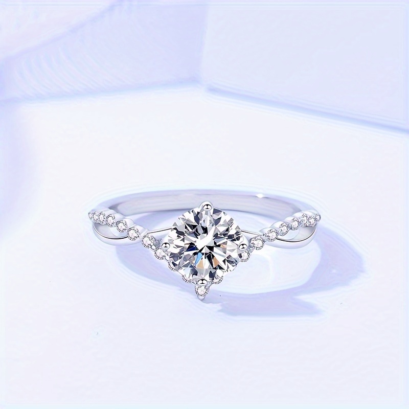 Silvery Moissanite Stone Ring Women A Light Luxury Ring - Temu Denmark
