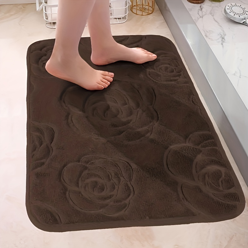 Bath Rugs Rose Flower Patterned Bathroom Bath Mat Flannel - Temu United ...