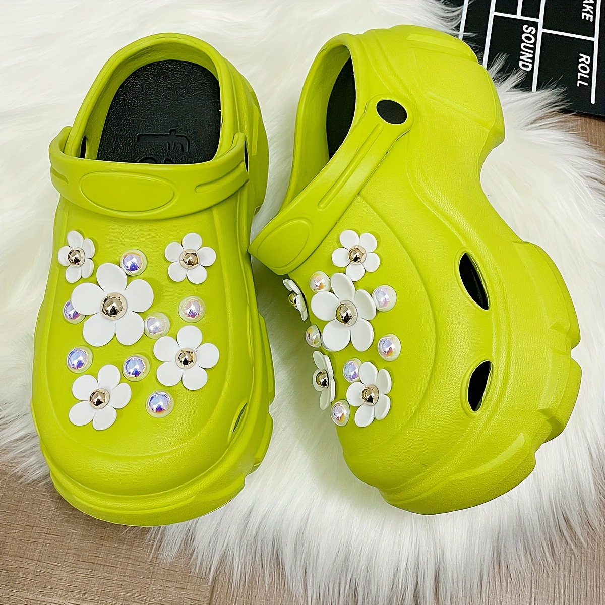 Women S Flower Decor Clogs Casual Hollow Design Garden Shoes Temu Canada