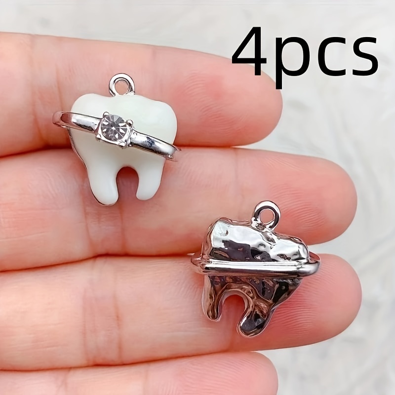 Cute Unique Tooth Shape Zinc Alloy Inlaid Rhinestone Pendants For Diy ...