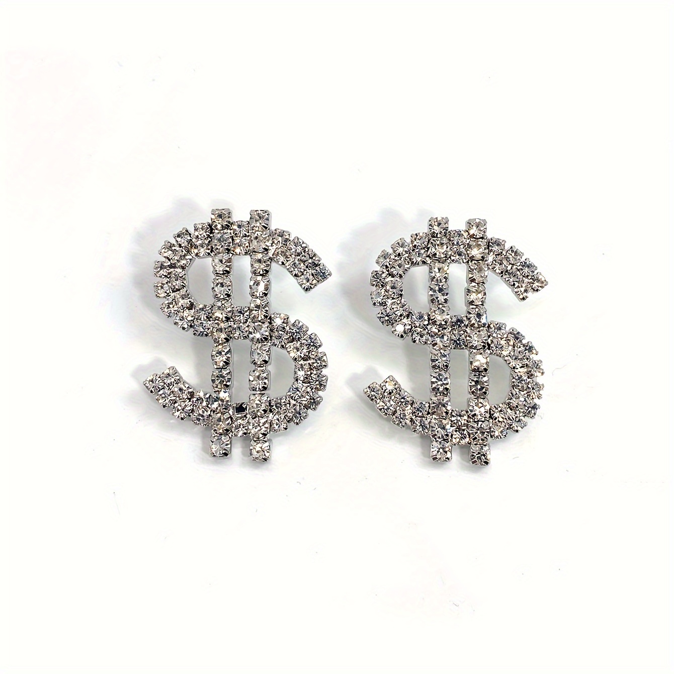 Rhinestone Dollar Sign Stud Earrings Decorative Accessories - Temu ...