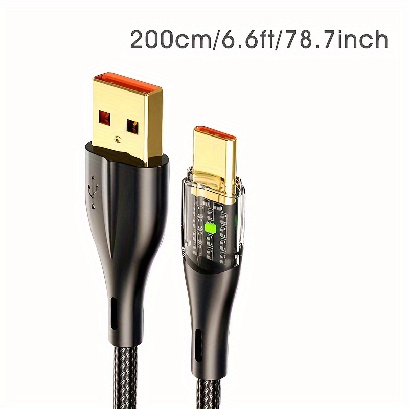 Fast Charging Cable Indicator Light Transparent Shell Design - Temu ...