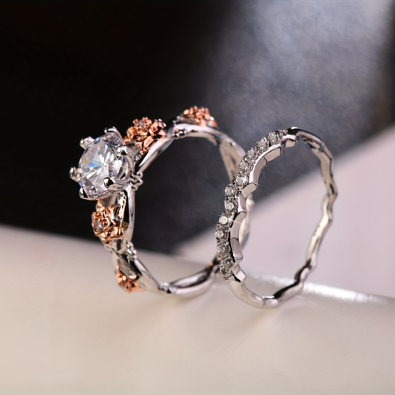 Romantic Stylish Ring Rose Golden Frosted Stainless Steel - Temu United ...