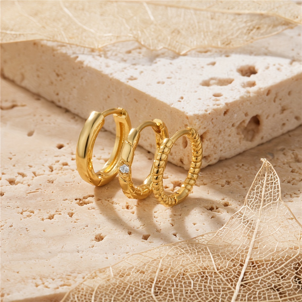 Tiny Hoop Earrings Copper Jewelry Zircon Inlaid Simple - Temu United ...