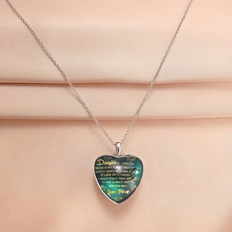 Exquisite Fashion Love Pendant Green Necklace Golden Letter - Temu ...